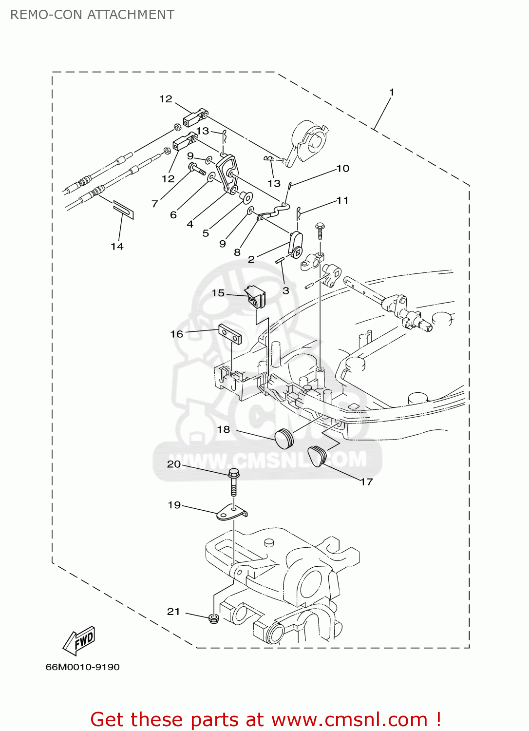 66M4850100: Remote Cont. Attachment Assy. Yamaha - buy the 66M-48501-00 ...