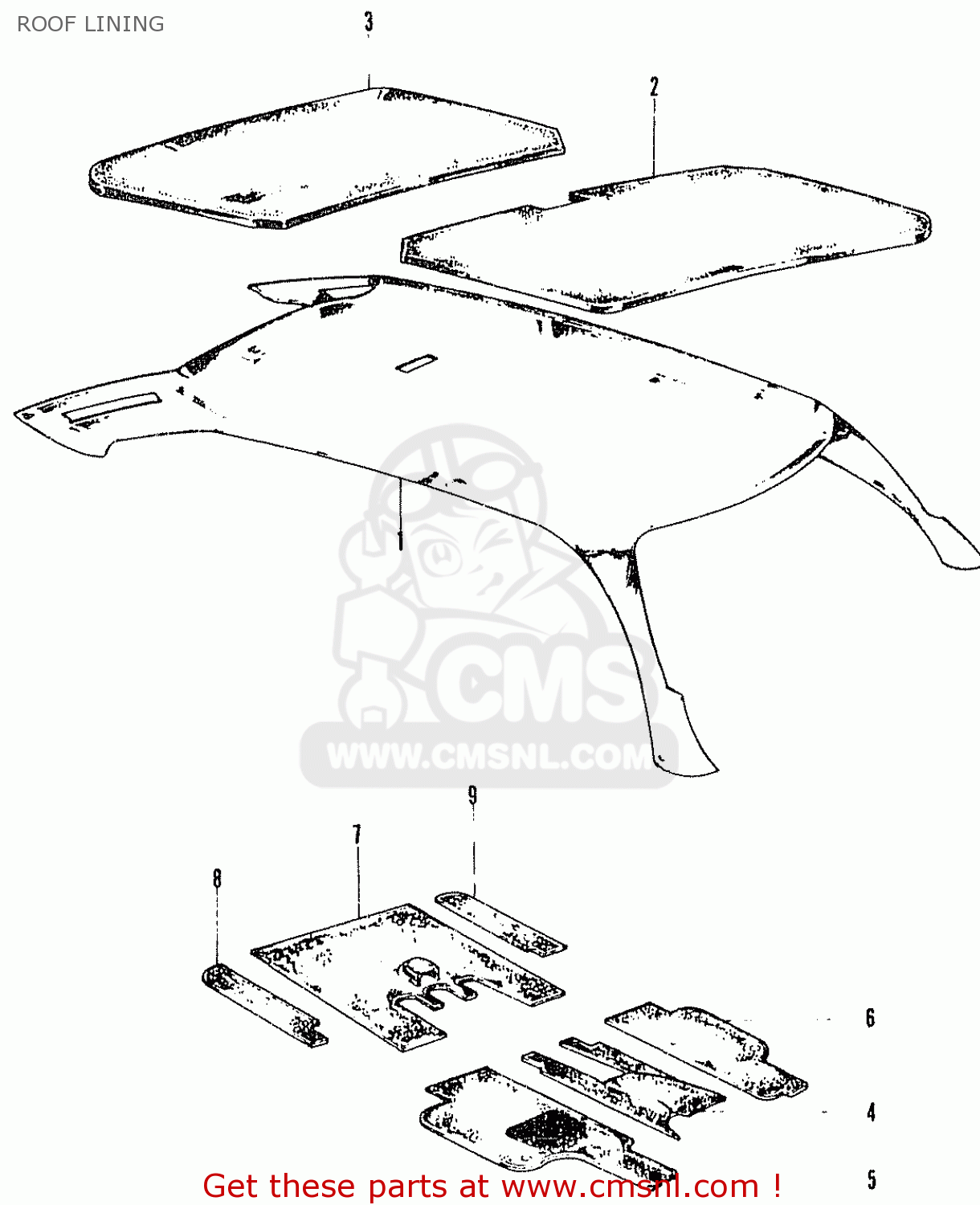 71800594020CA: General Assy., Roof Lining Honda - buy the 71800-594 ...