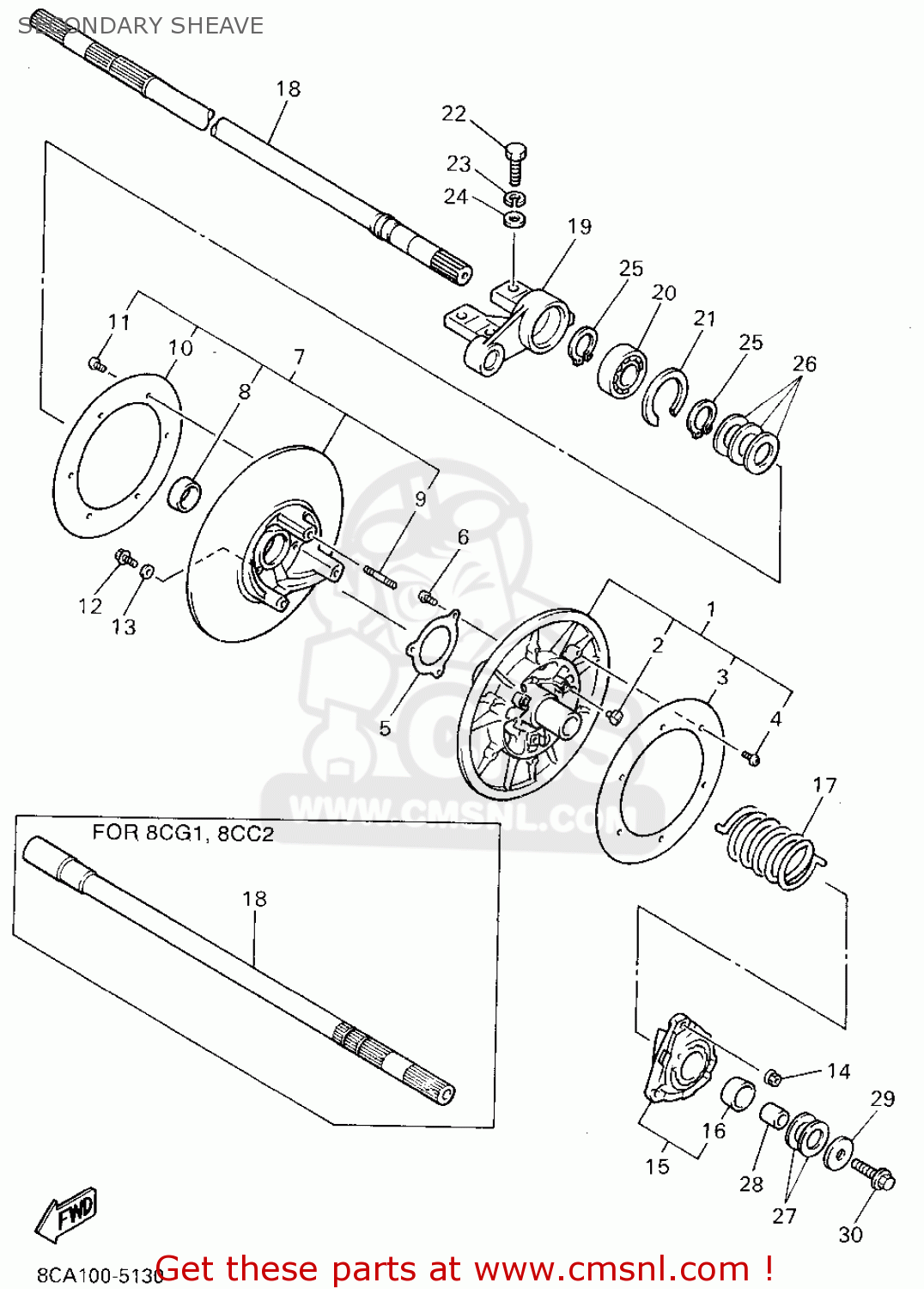 8BV1766010: Secondary Fixed Sheave Comp. Yamaha - buy the 8BV-17660-10 ...