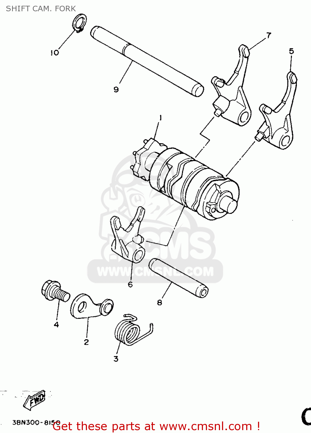 3NCE854000: Shift Cam Assy Yamaha - buy the 3NC-E8540-00 at CMSNL