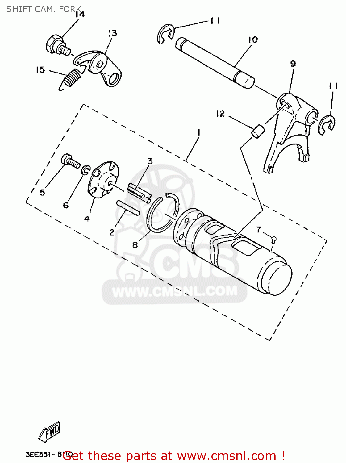 3EE1854000: Shift Cam Assy Yamaha - buy the 3EE-18540-00 at CMSNL