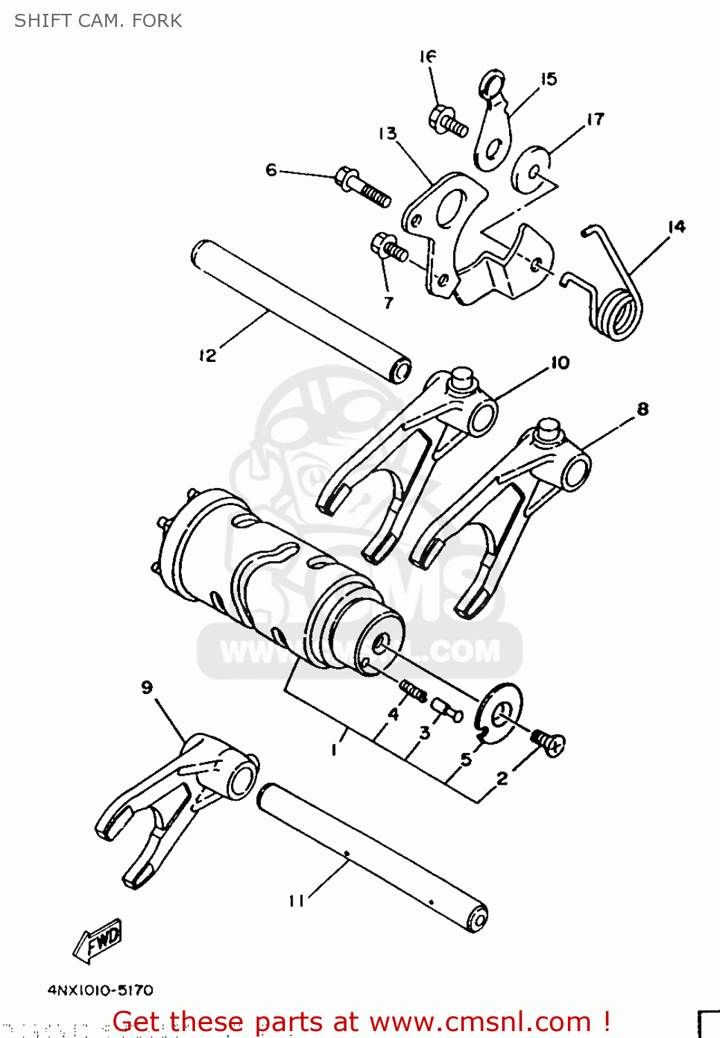 3VD1854001: Shift Cam Assy Yamaha - buy the 3VD-18540-01 at CMSNL