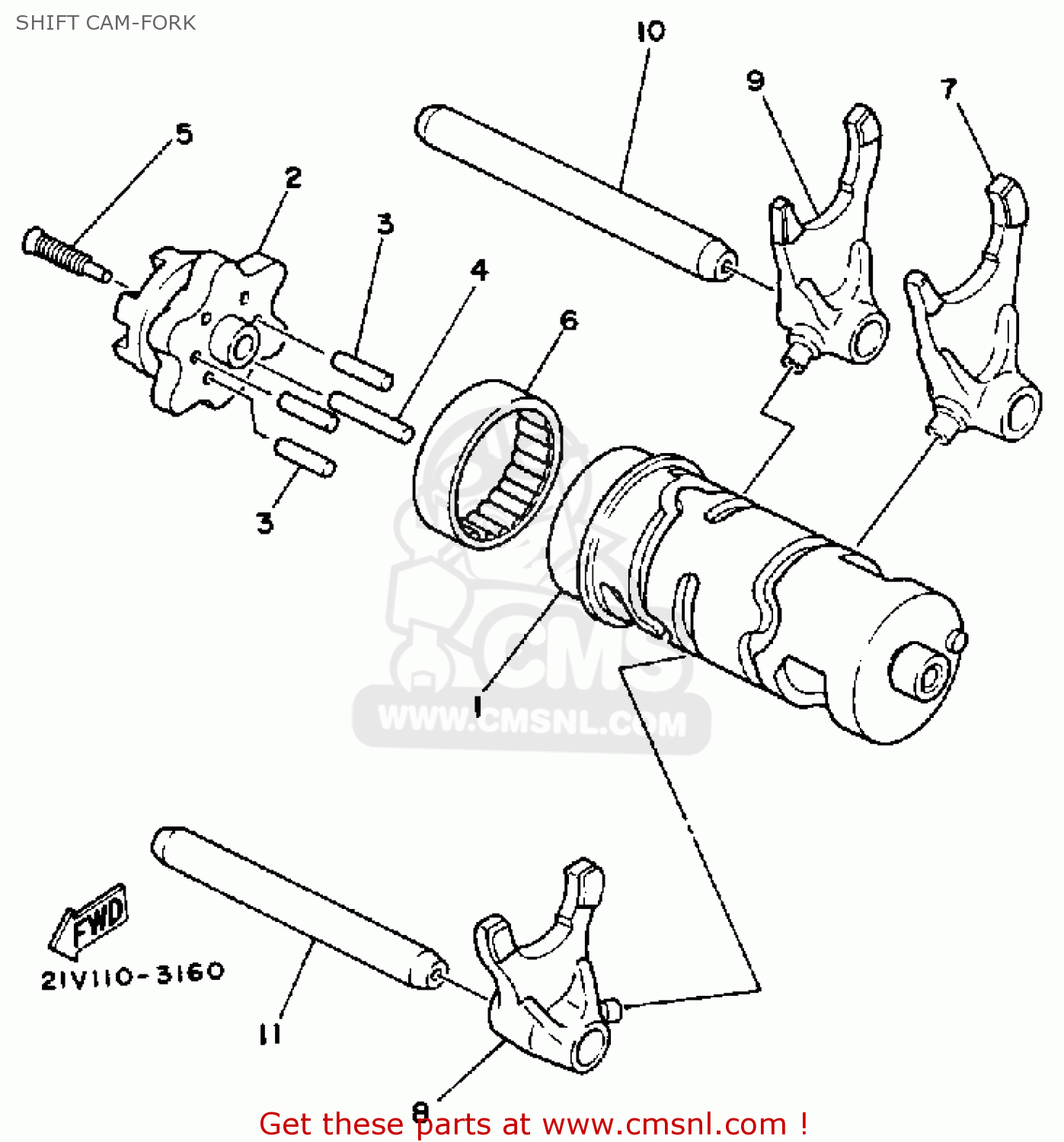 21V1854001: Shift Cam Assy Yamaha - buy the 21V-18540-01-00 at CMSNL