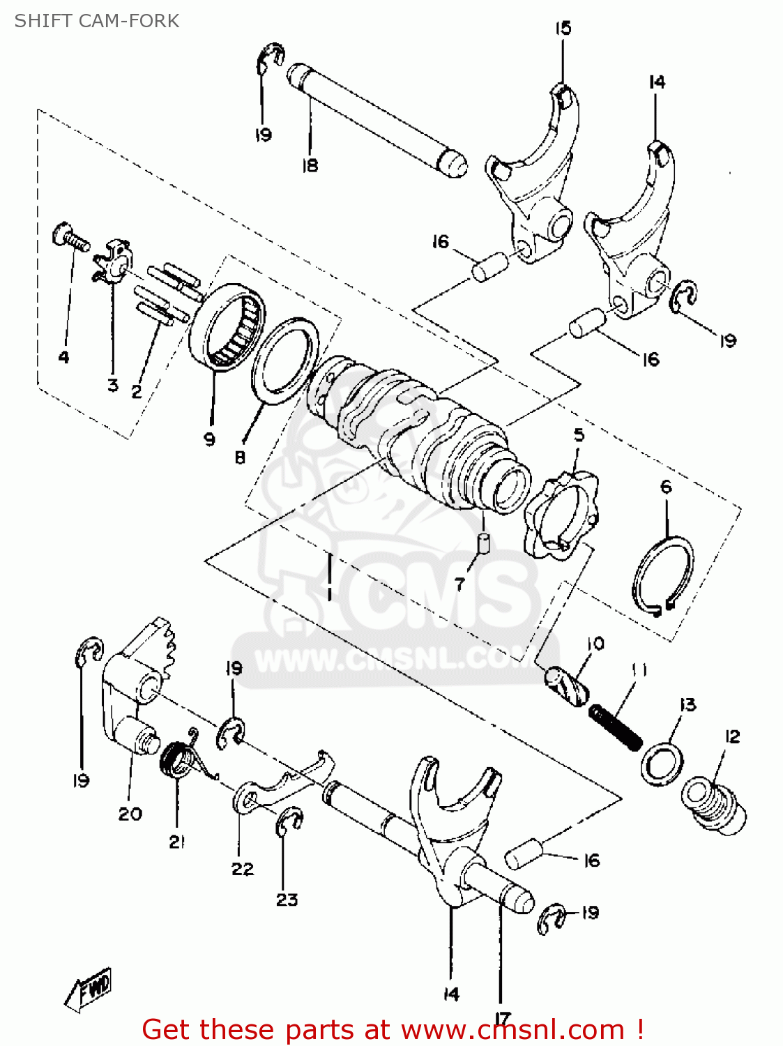 2Y01854000: Shift Cam Assy Yamaha - buy the 2Y0-18540-00-00 at CMSNL