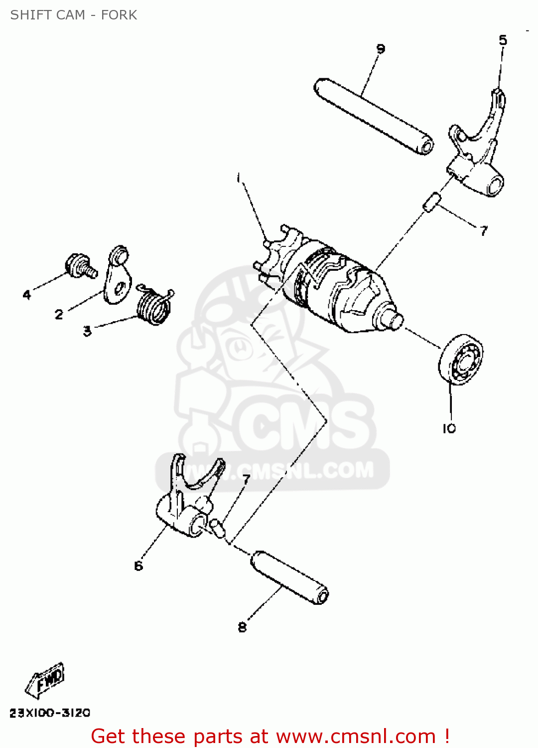 23X1854000: Shift Cam Assy Yamaha - buy the 23X-18540-00-00 at CMSNL