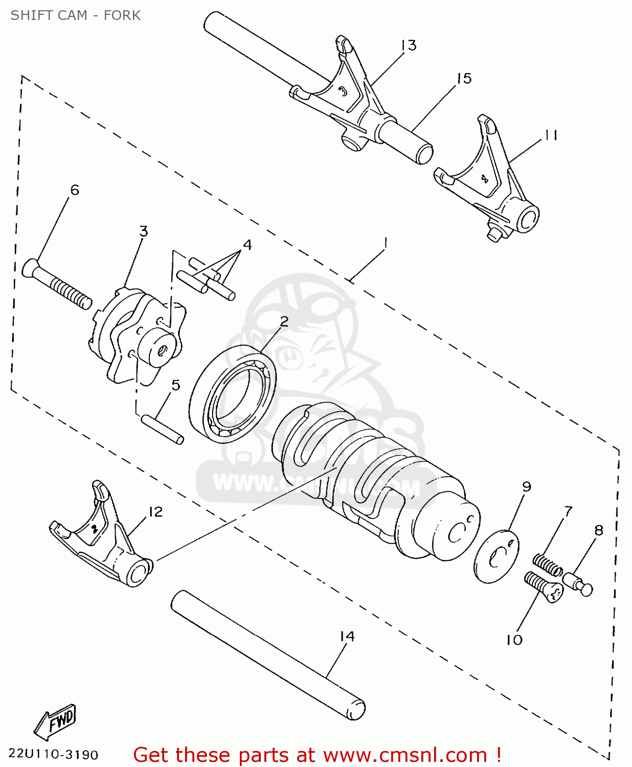 4TR1854002: Shift Cam Assy Yamaha - buy the 4TR-18540-02 at CMSNL