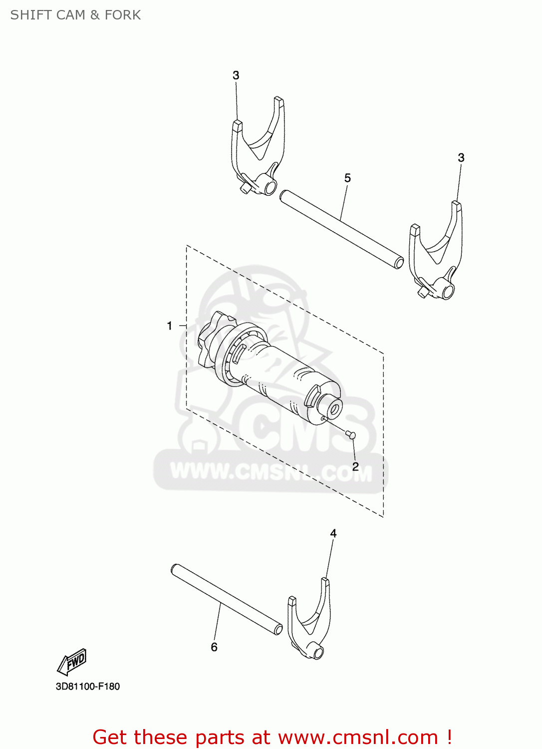3D81854000: Shift Cam Assy Yamaha - buy the 3D8-18540-00 at CMSNL