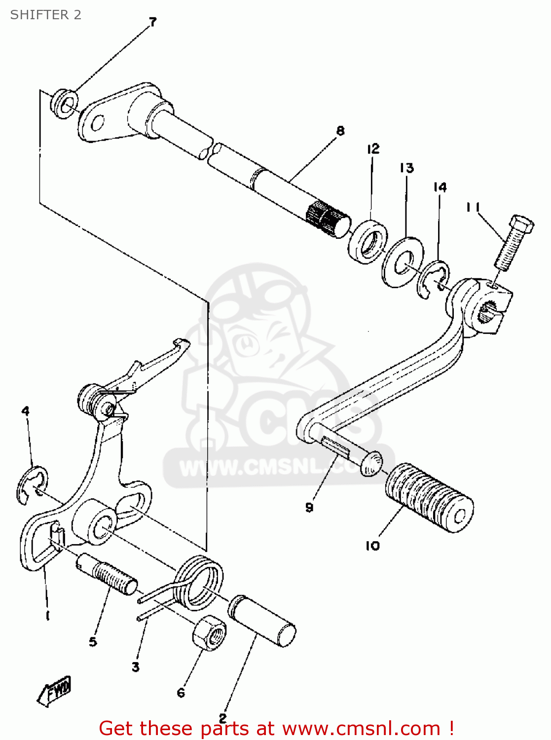 3531810103: Shift Shaft Assy Yamaha - buy the 353-18101-03 at CMSNL