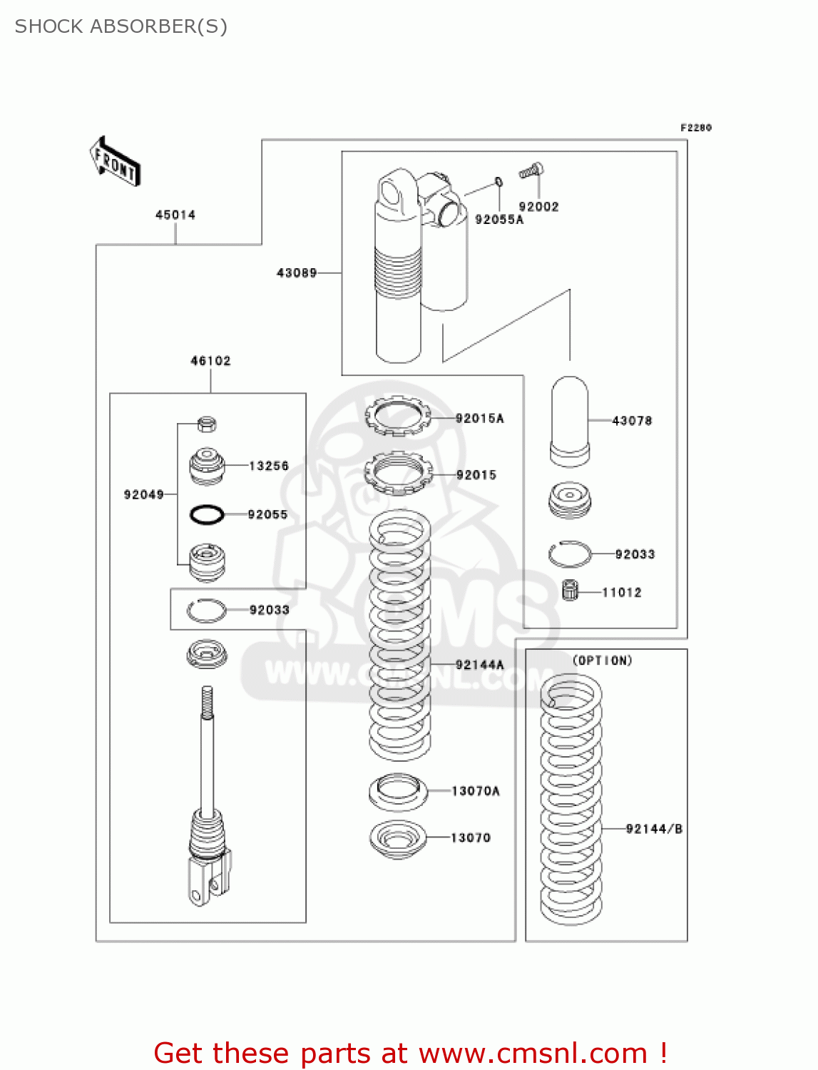 461021462: Rod,shockabsorber Kawasaki - buy the 46102-1462 at CMSNL
