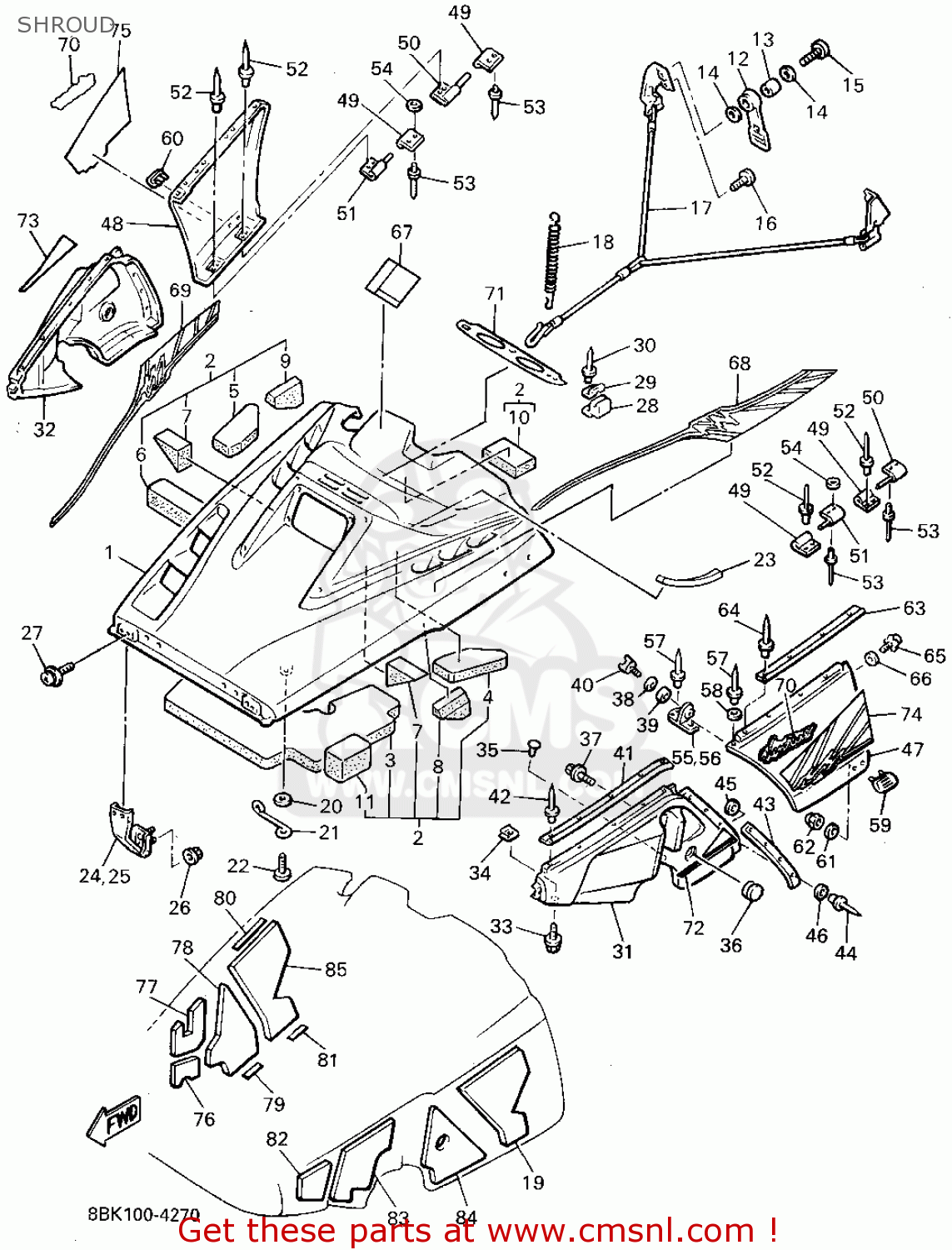 8BK7711100: Shroud Yamaha - buy the 8BK-77111-00 at CMSNL