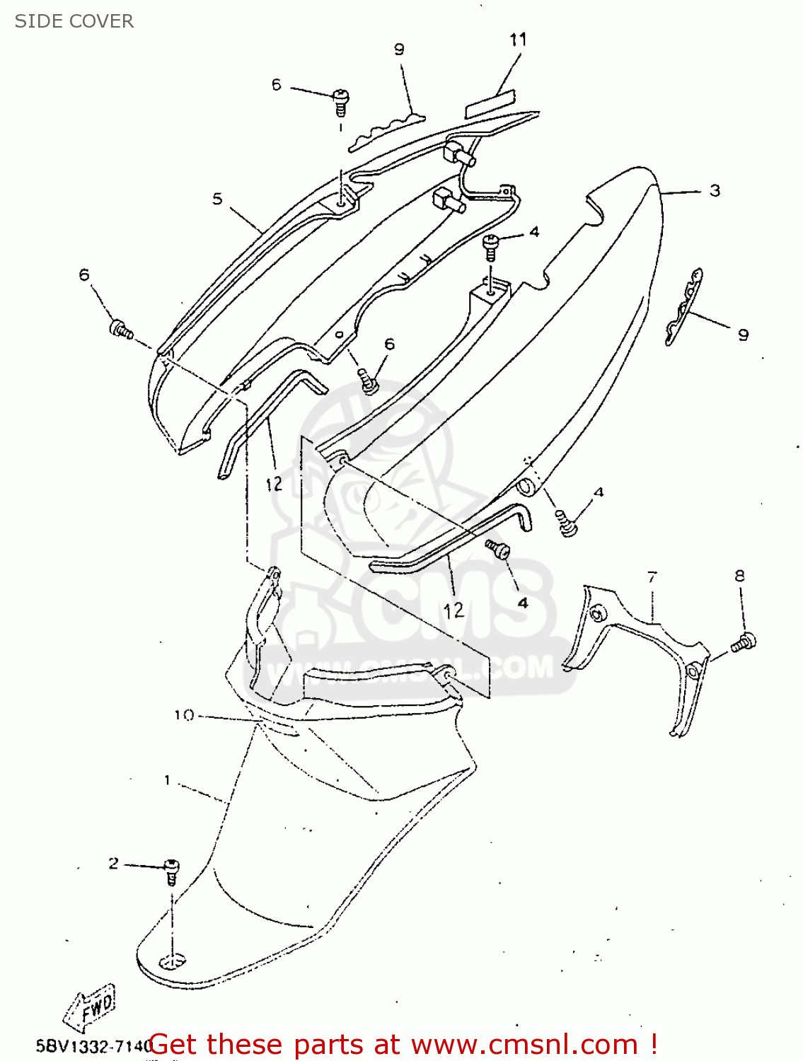 5ADF172101P9: Cover, Side 2 Yamaha - buy the 5AD-F1721-01-P9 at CMSNL