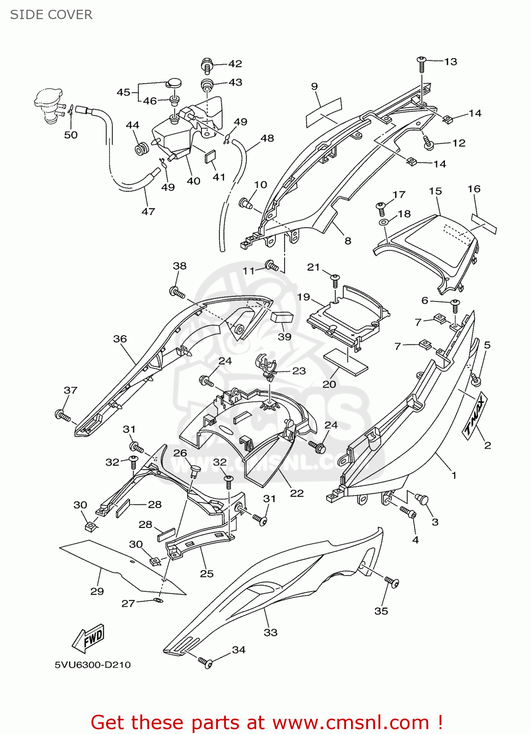5GJ2174100PC: Cover, Side 4 Yamaha - buy the 5GJ-21741-00-PC at CMSNL