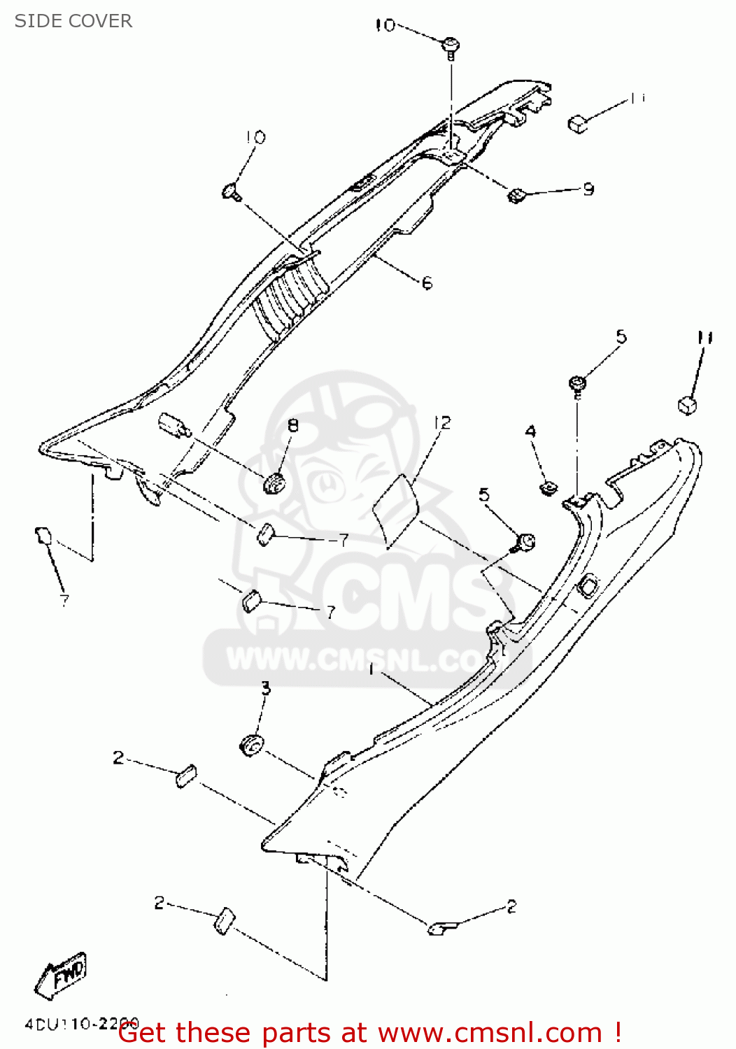 4BP2171101P1: Cover, Side 1 Yamaha - buy the 4BP-21711-01-P1 at CMSNL