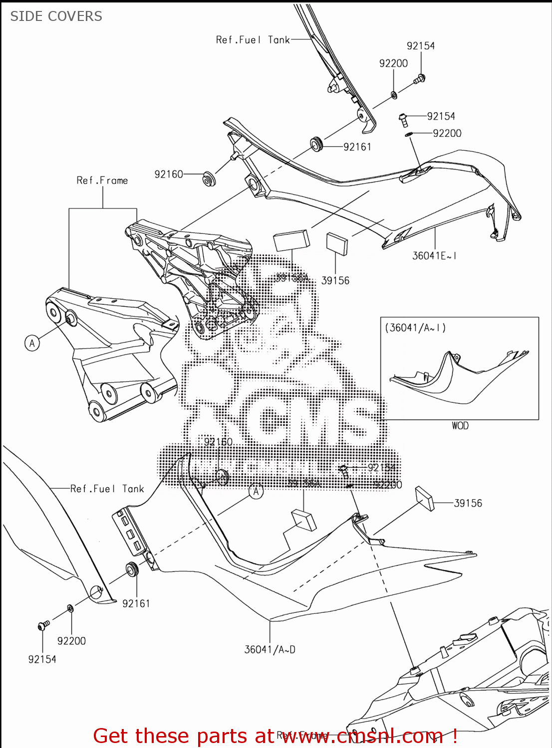 36041003160R: Cover-tail,lh,e.b.gre Kawasaki - buy the 36041-0031-60R ...