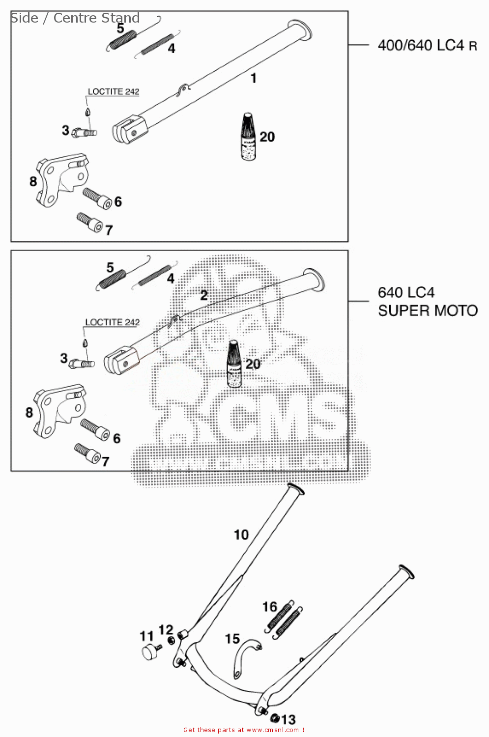 SIDE STAND SPRING D=7,7MM '97 for 640 DUKE II LIMITED ED Europe 2006 ...