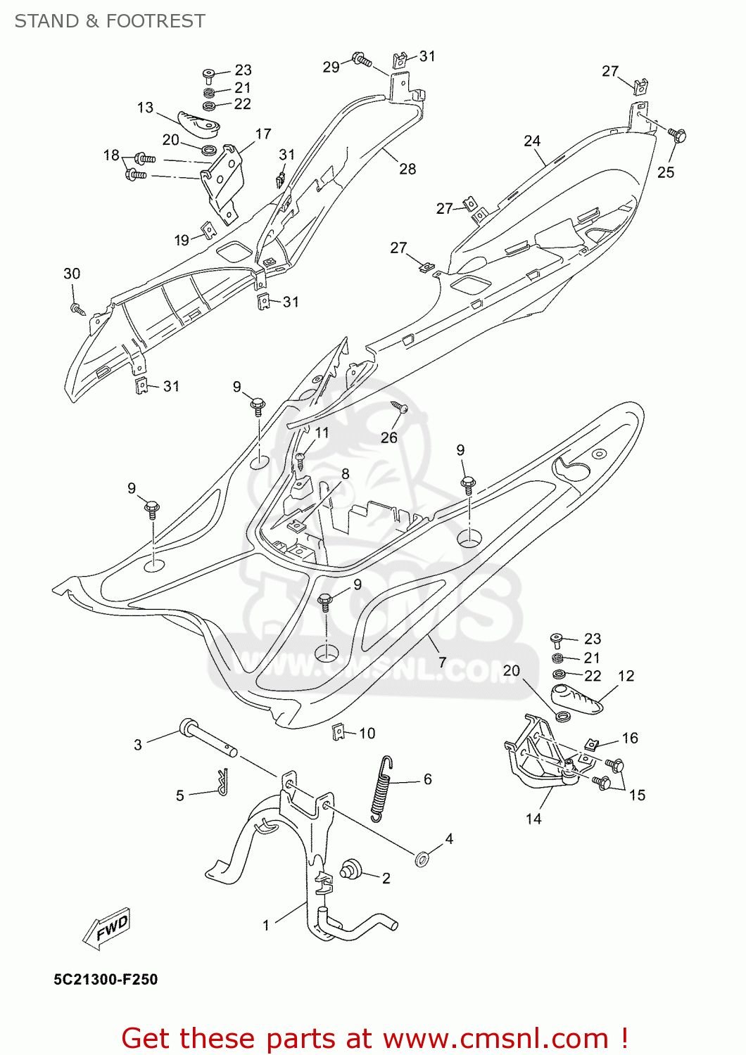 5C2F743100: Footrest, Rear 1 Yamaha - buy the 5C2-F7431-00 at CMSNL