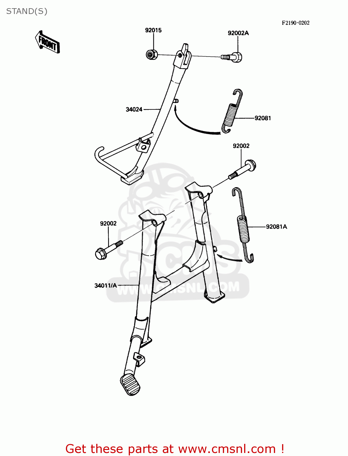 340111129: Stand-center Kawasaki - buy the 34011-1129 at CMSNL