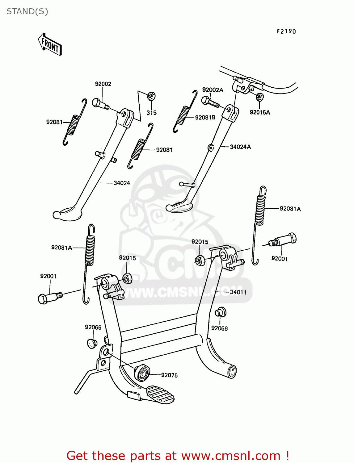 340111113: Stand-center Kawasaki - buy the 34011-1113 at CMSNL