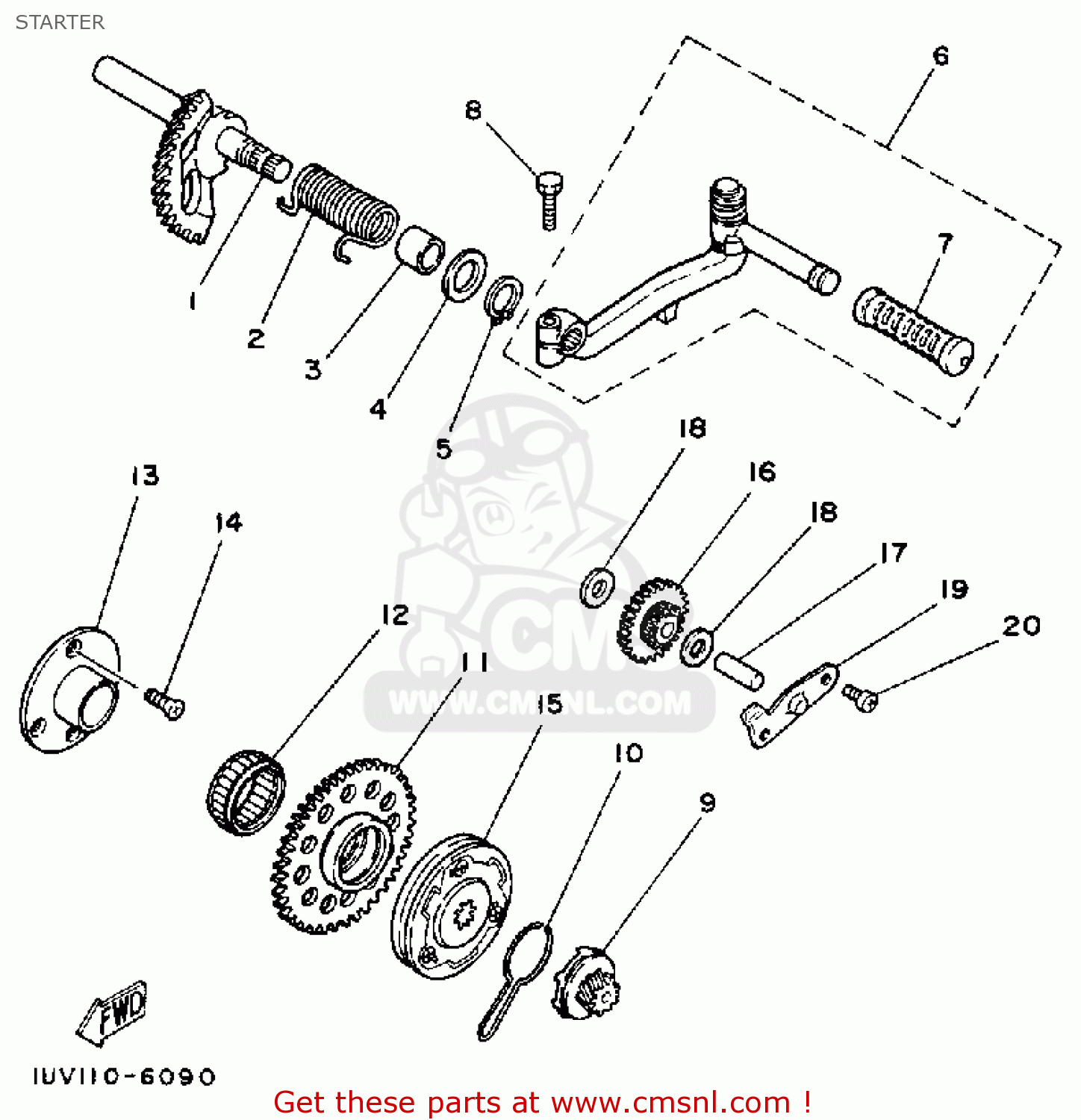 1NT1560101: Kick Shaft Assy Yamaha - buy the 1NT-15601-01 at CMSNL