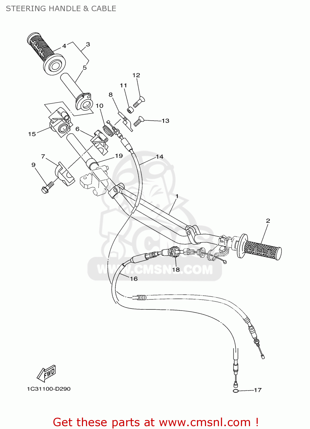 1C32611100: Handlebar Yamaha - buy the 1C3-26111-00 at CMSNL