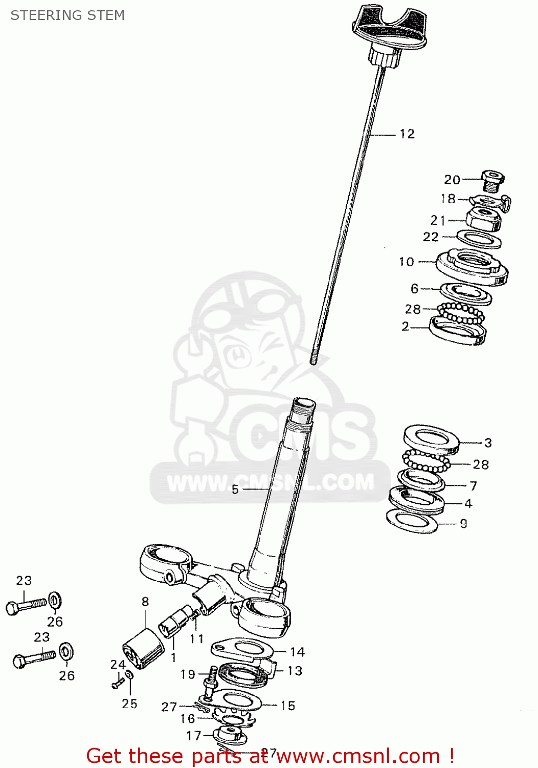 53020286000A: Stem Comp., Set, Steering Honda - buy the 53020-286-000A ...