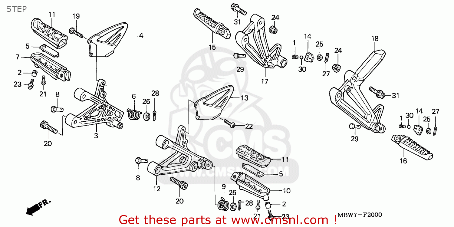 HOLDER,R STEP for CBR600F HURRICANE 2006 (6) AUSTRALIA - order at CMSNL