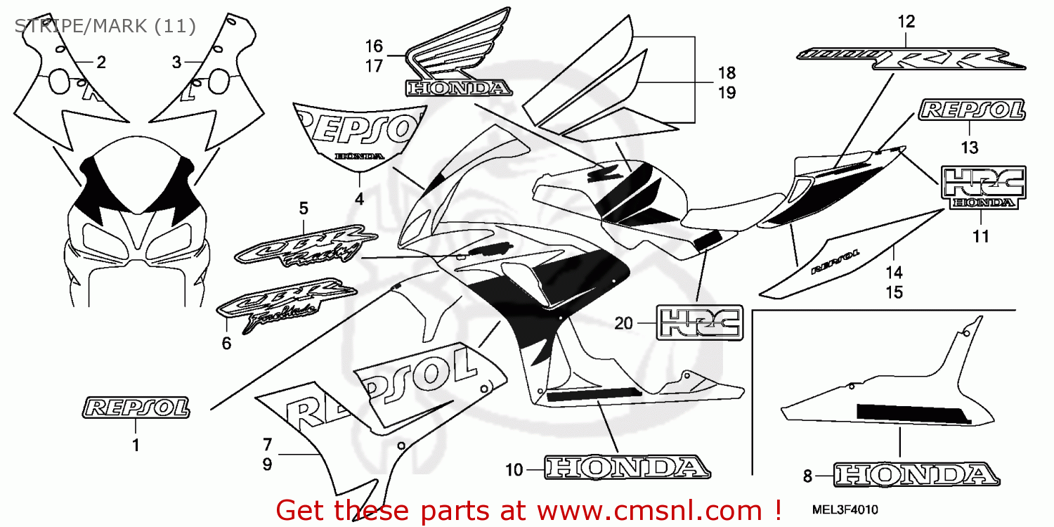 64811MELA50ZA: Mark, Middle Cowl *type1 * (jdm) Honda - buy the 64811 ...