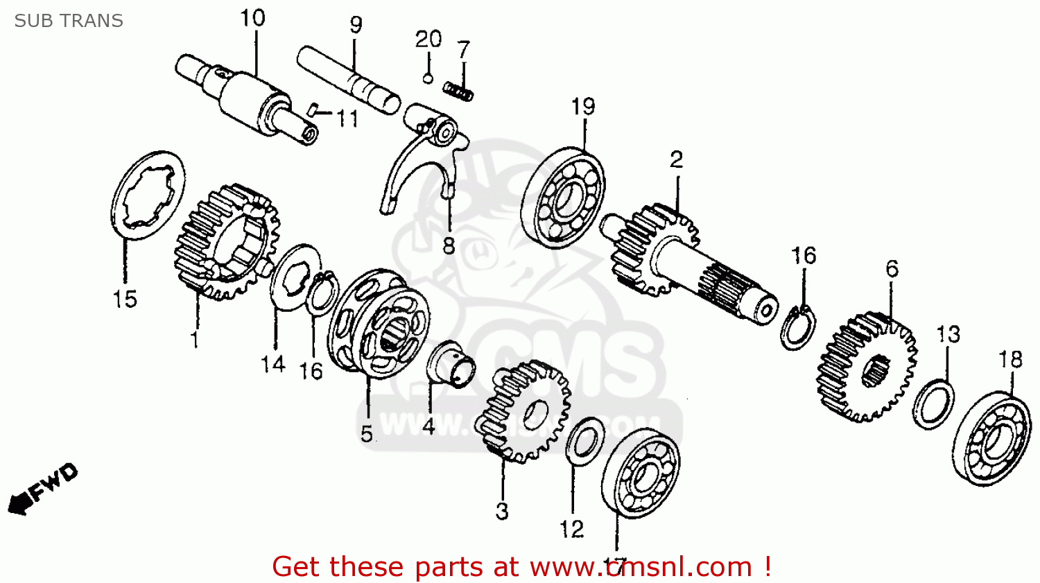 GEAR SUB/M DRIVEN for ATC200E 1983 (D) BIG RED USA - order at CMSNL