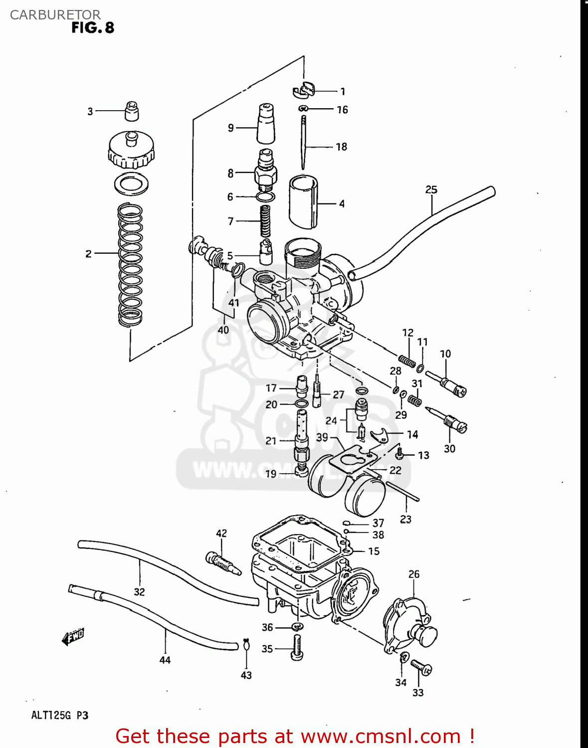 Suzuki ALT125 1985 (F) USA (E03) CARBURETOR - buy original CARBURETOR ...