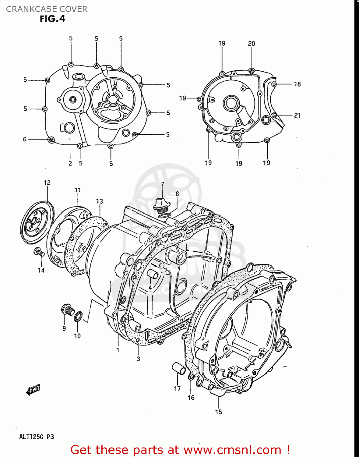 Suzuki ALT125 1985 (F) USA (E03) CRANKCASE COVER - buy original ...