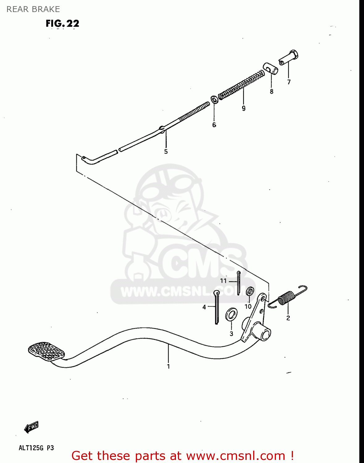 Suzuki ALT125 1985 (F) USA (E03) REAR BRAKE - buy original REAR BRAKE ...