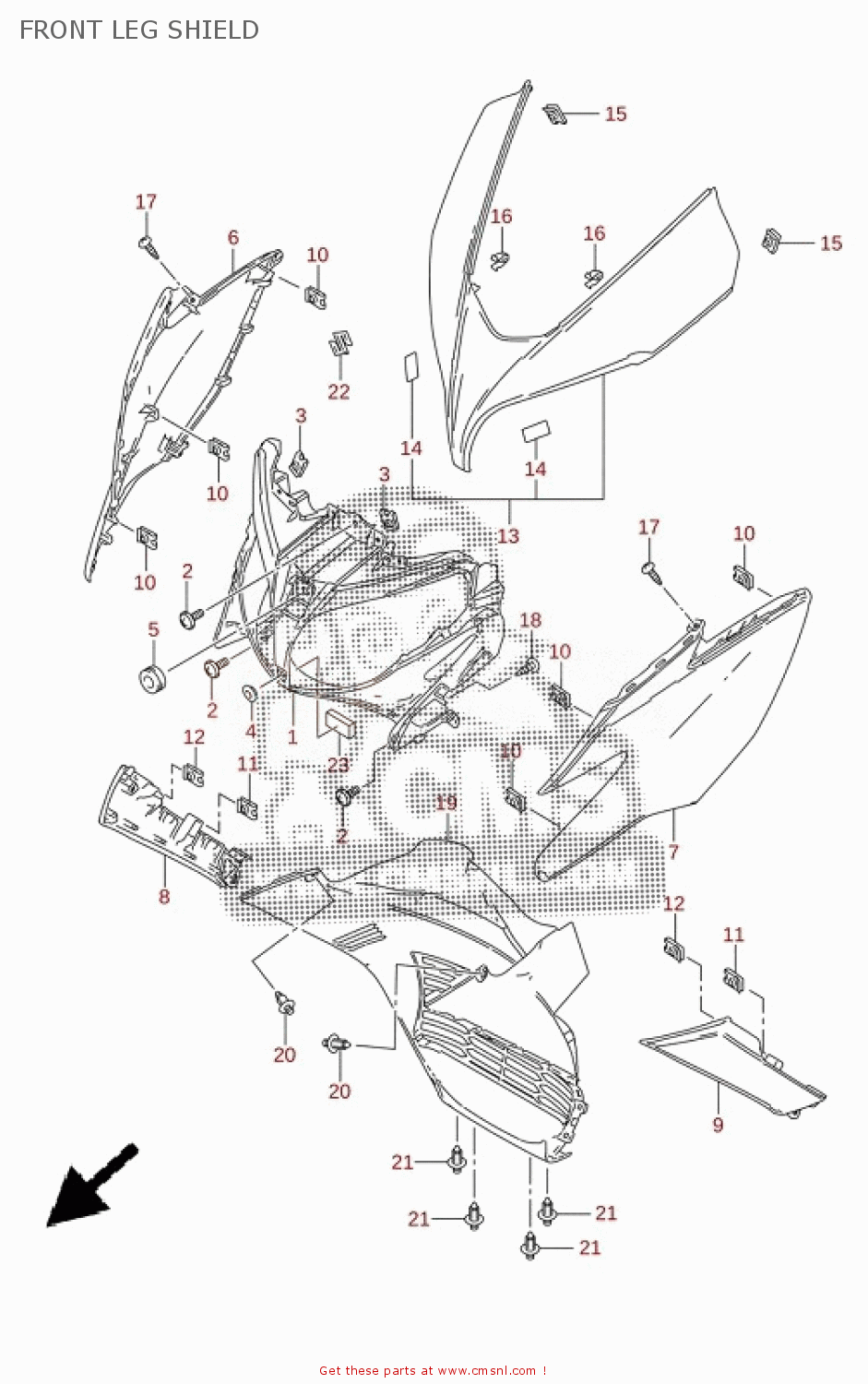 Suzuki AN400A 2022 FRONT LEG SHIELD - buy original FRONT LEG SHIELD ...