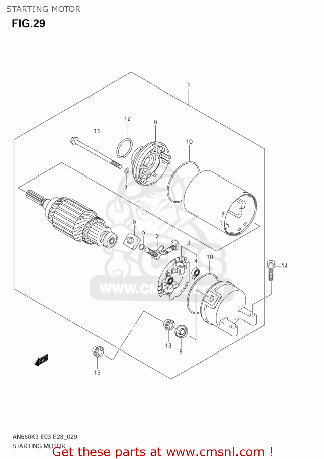 Suzuki AN650 BURGMAN 2003 (K3) USA (E03) STARTING MOTOR - buy original ...