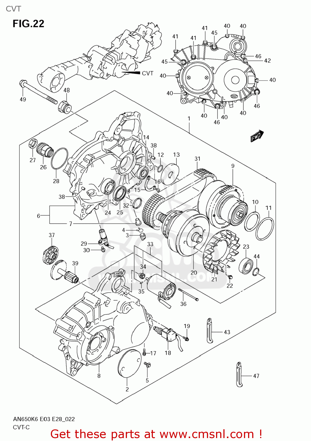 Suzuki AN650 BURGMAN 2009 (K9) USA (E03) CVT - buy original CVT spares ...