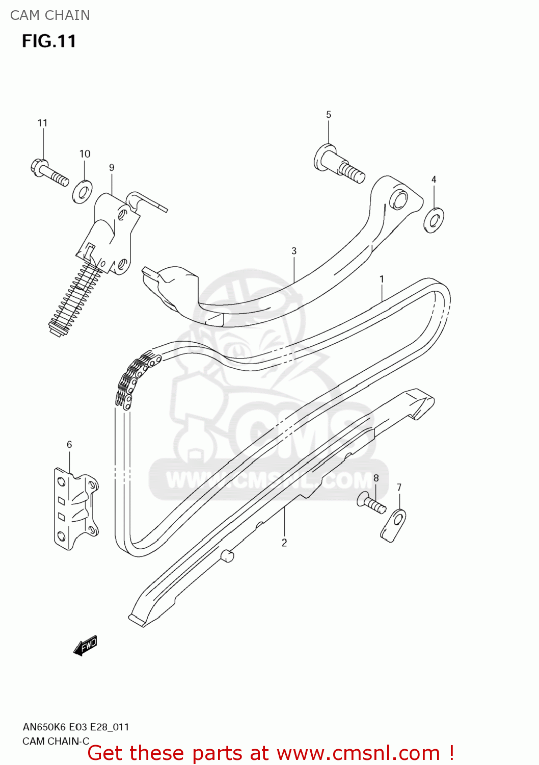 Suzuki AN650A BURGMAN 2006 (K6) USA (E03) CAM CHAIN - buy original CAM ...