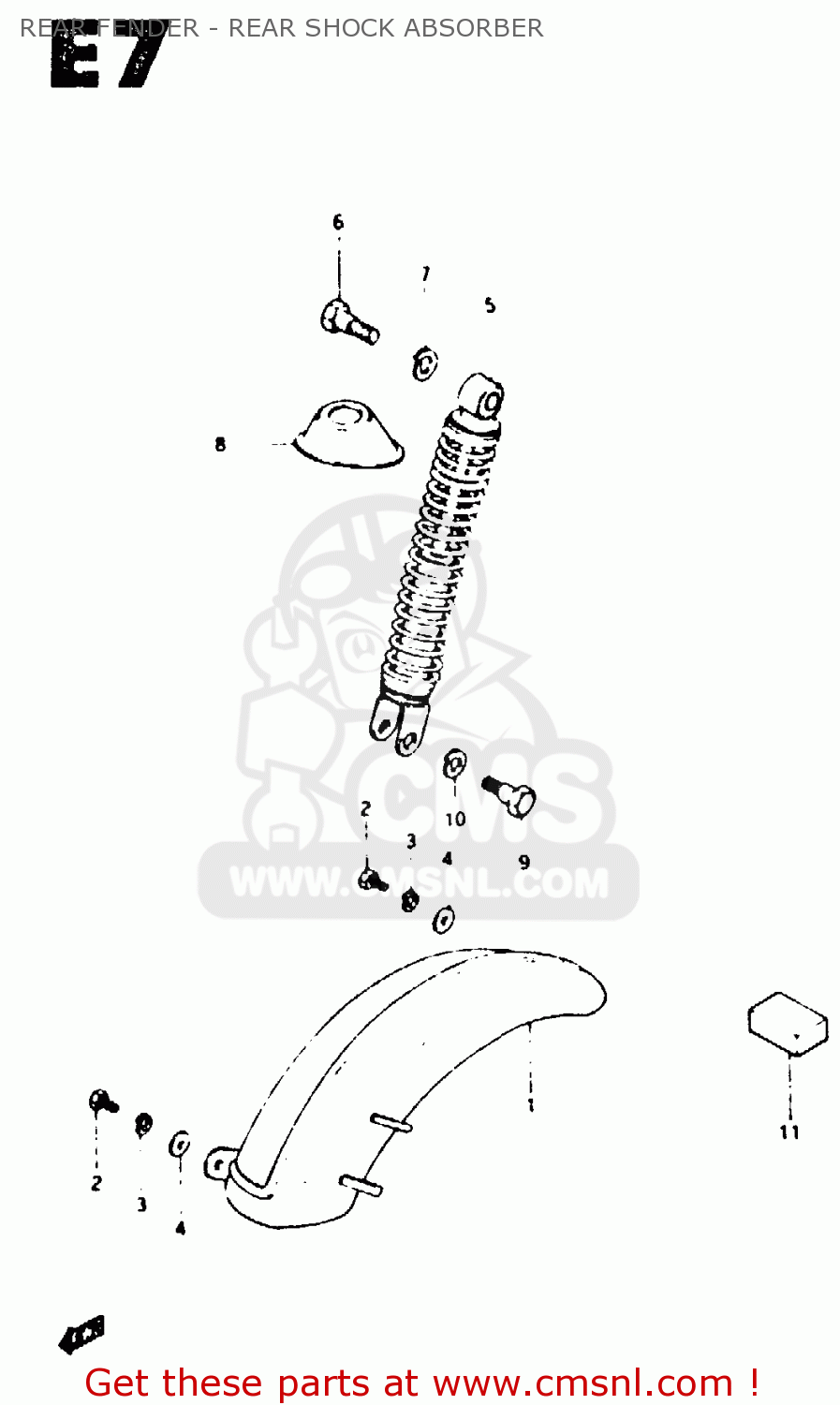 Suzuki CS50 1982 (Z) REAR FENDER - REAR SHOCK ABSORBER - buy original ...