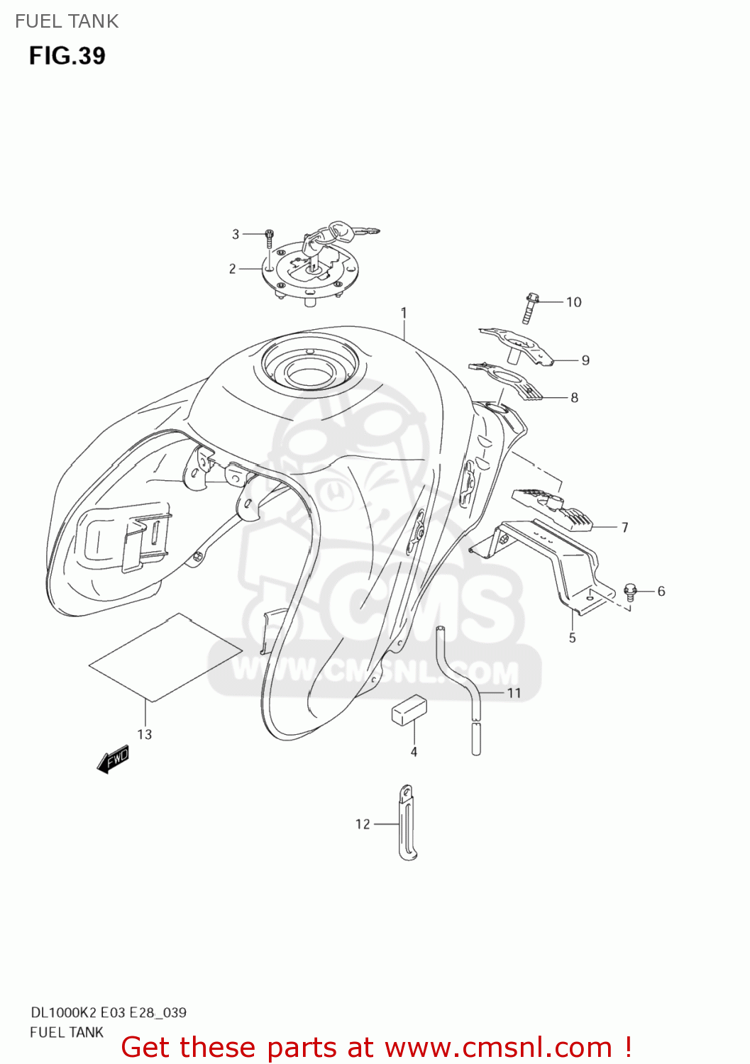 Suzuki DL1000 VSTROM 2005 (K5) USA (E03) FUEL TANK - buy original FUEL ...