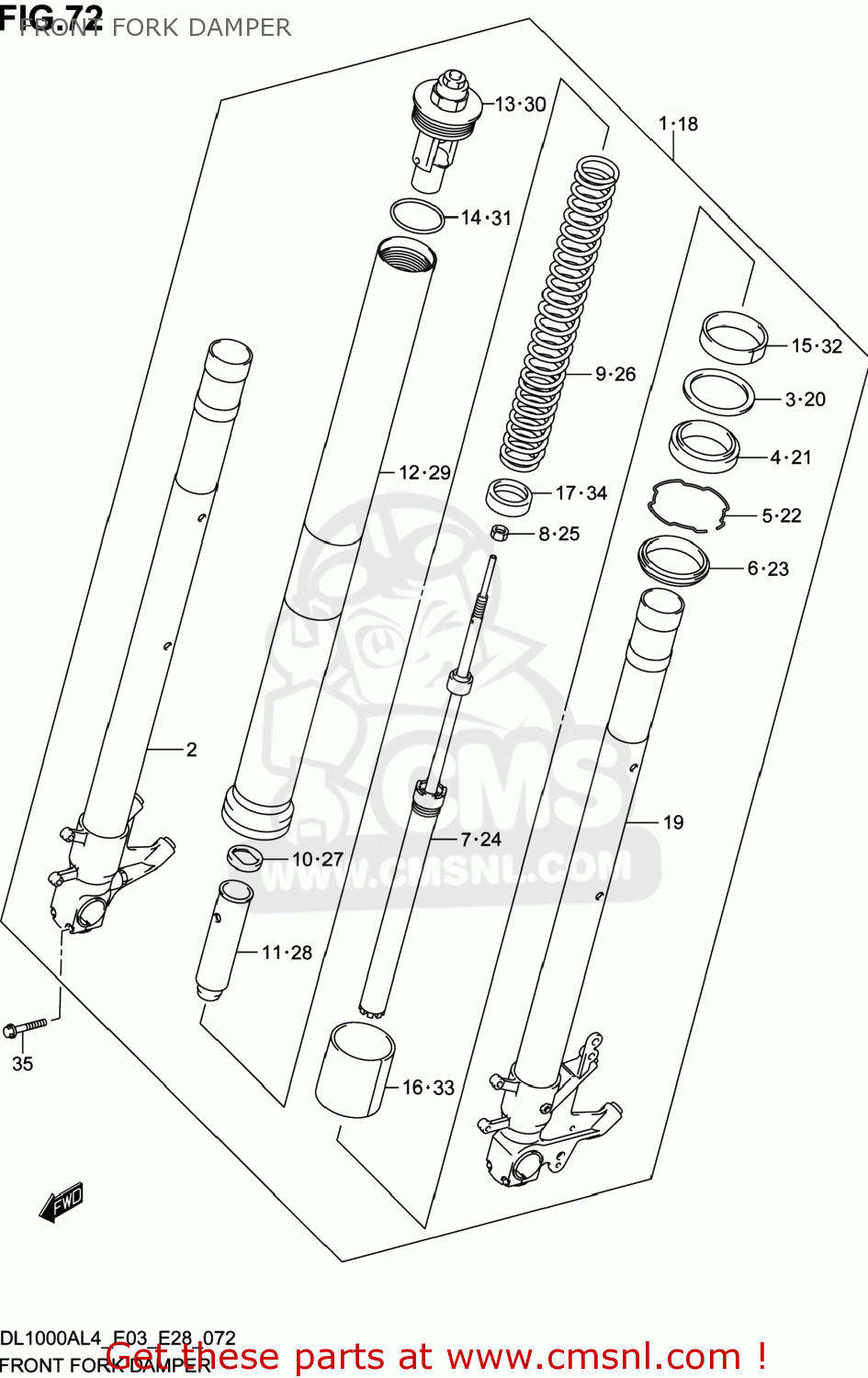 Suzuki DL1000A VSTROM 2014 (L4) USA (E03) FRONT FORK DAMPER - buy ...