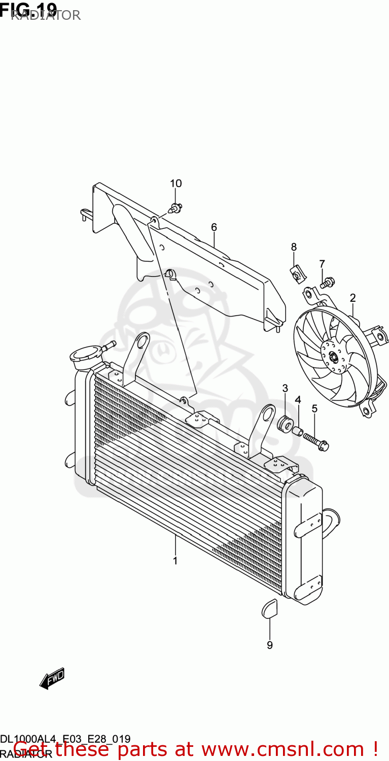 Suzuki DL1000A VSTROM 2014 (L4) USA (E03) RADIATOR - buy original ...