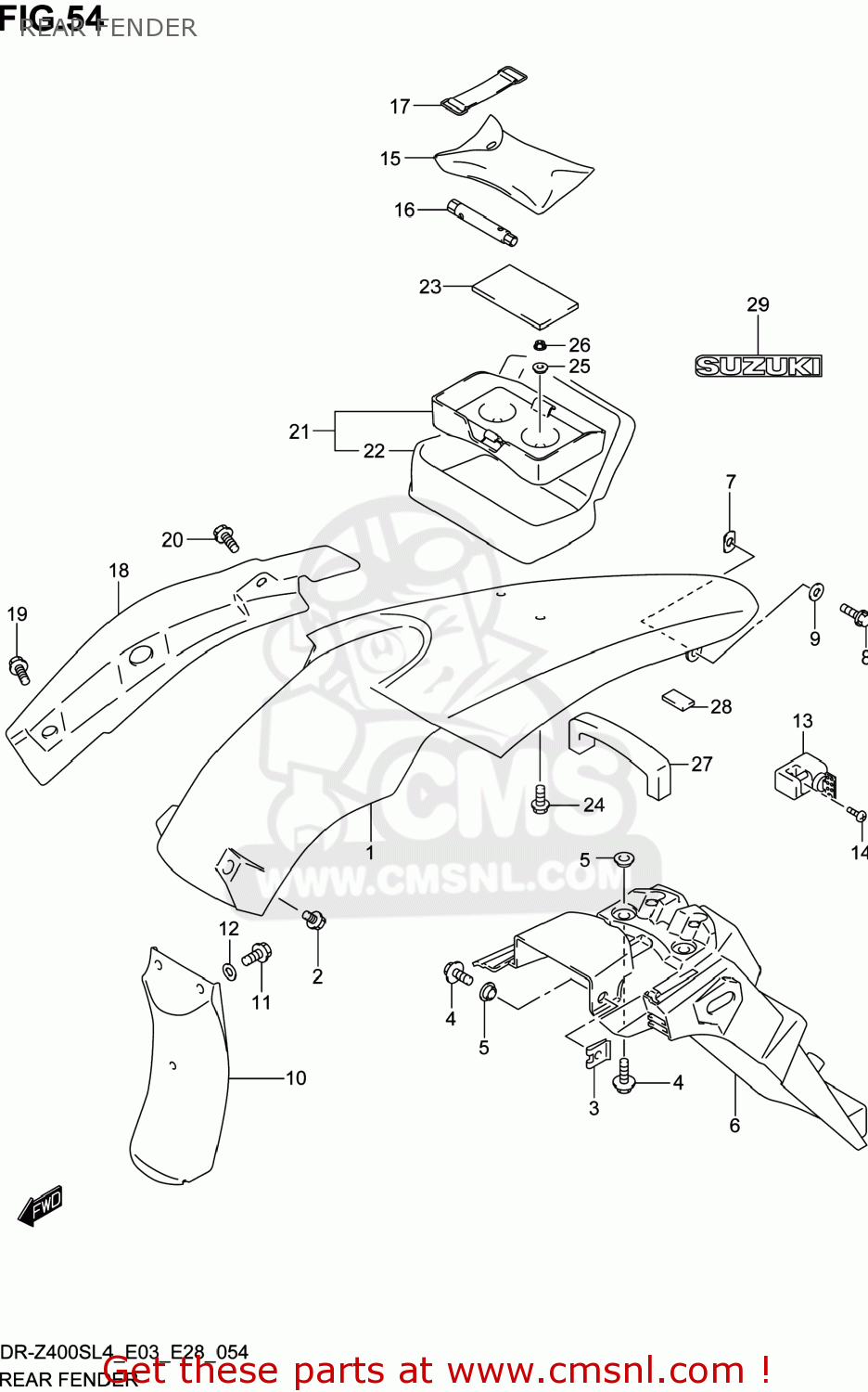 Suzuki DR-Z400S 2014 (L4) USA (E03) DRZ400S DR Z400S REAR FENDER - buy ...