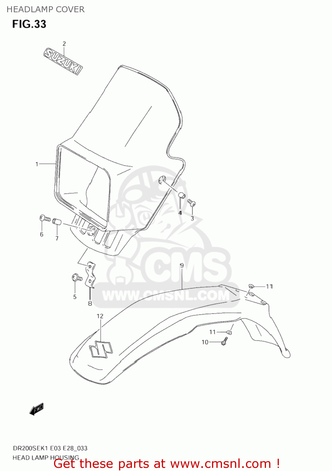 Suzuki DR200SE 2005 (K5) USA (E03) HEADLAMP COVER - buy original ...
