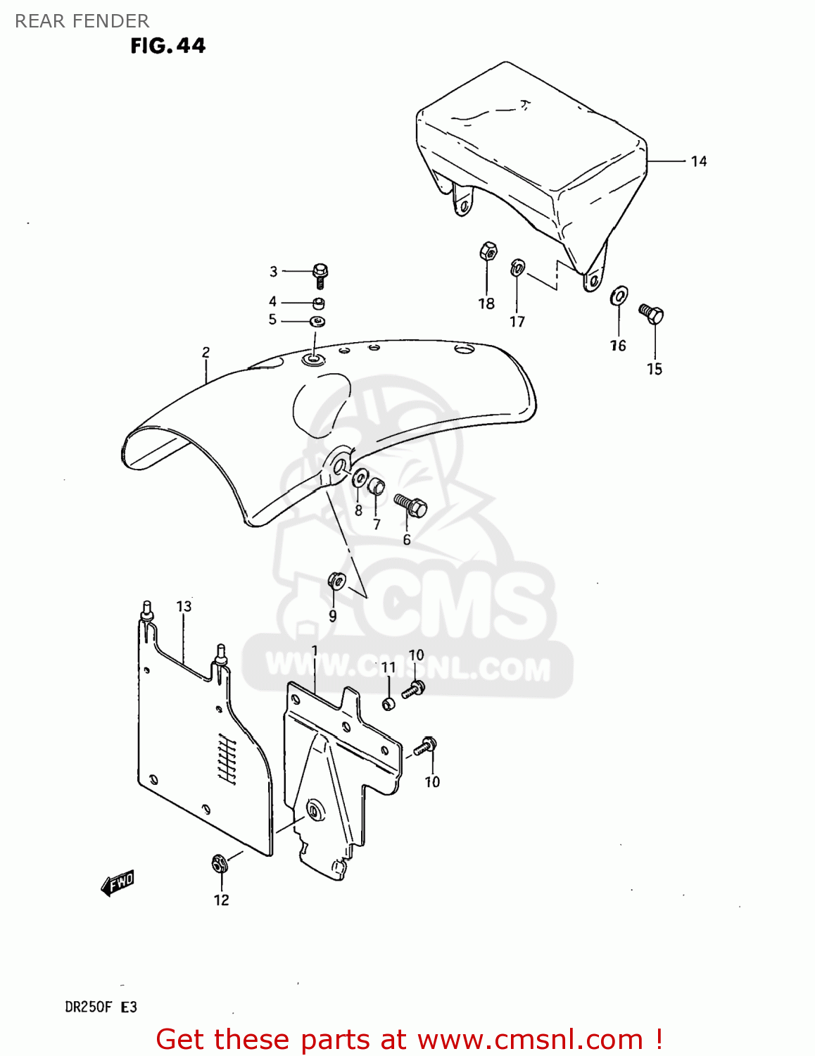 Suzuki DR250 1985 (F) USA (E03) REAR FENDER - buy original REAR FENDER ...
