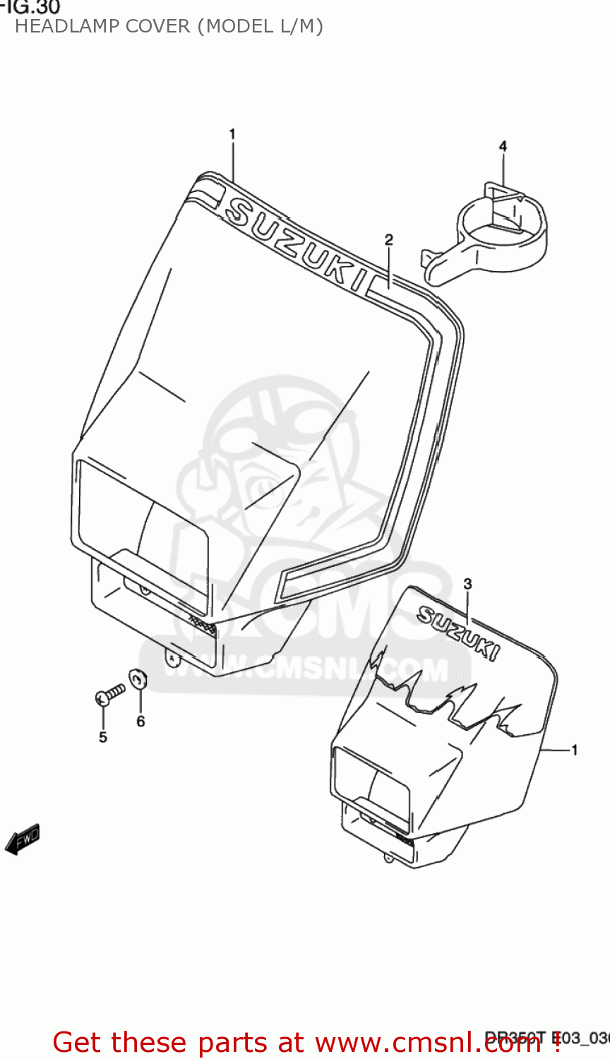 Suzuki DR350 1990 (L) USA (E03) HEADLAMP COVER (MODEL L/M) - buy ...