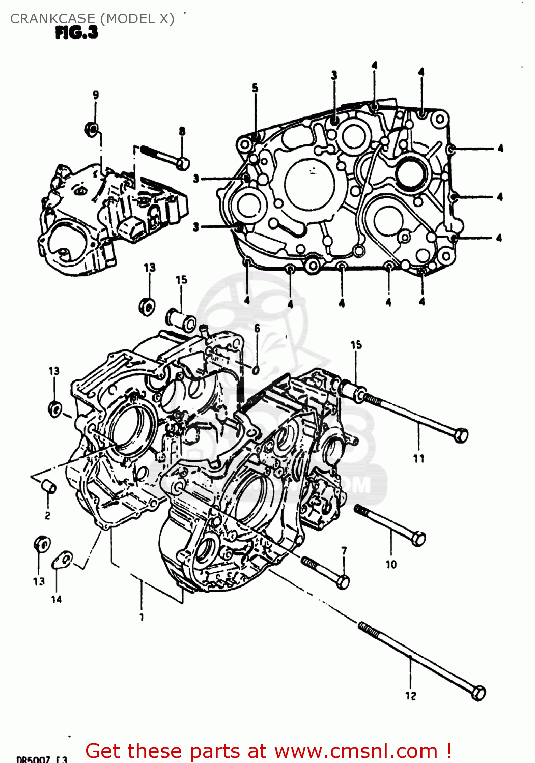Suzuki DR500 1981 (X) USA (E03) CRANKCASE (MODEL X) - buy original ...