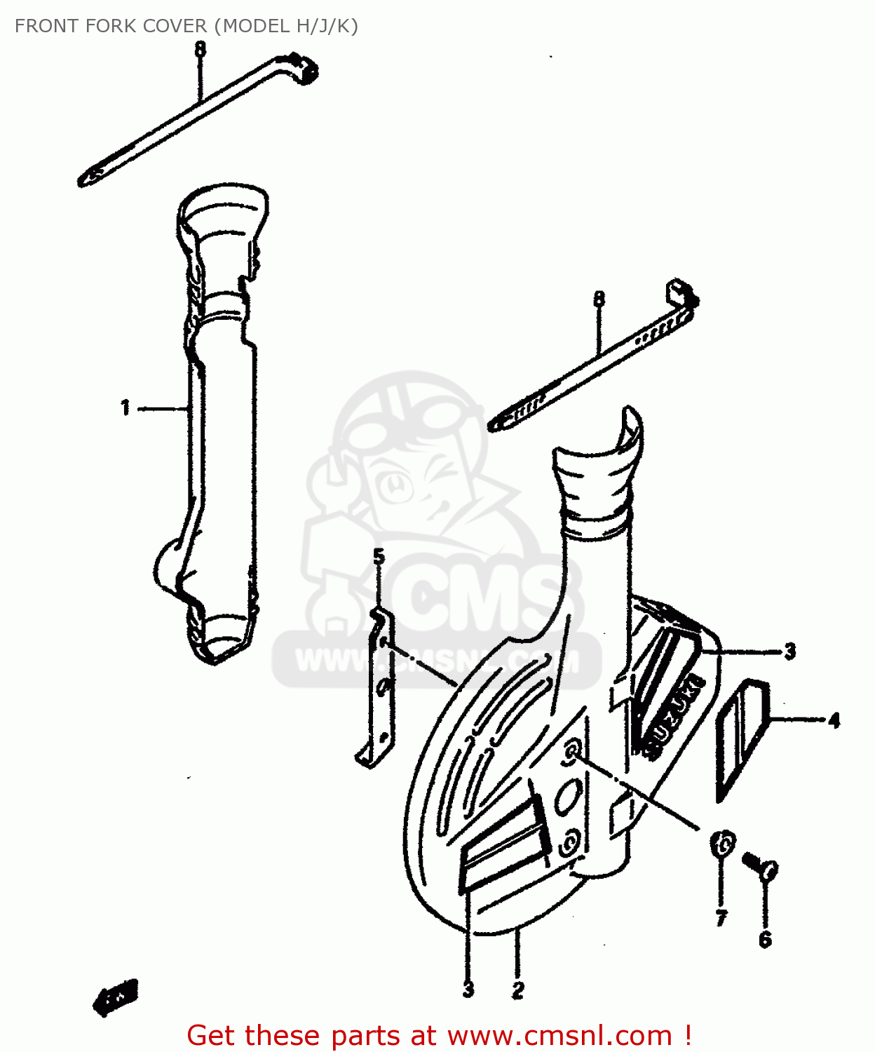 Suzuki DR600S 1985 (F) (E01 E02 E04 E06 E15 E16 E17 E18 E21 E22 E24 E25 FRONT FORK COVER (MODEL ...