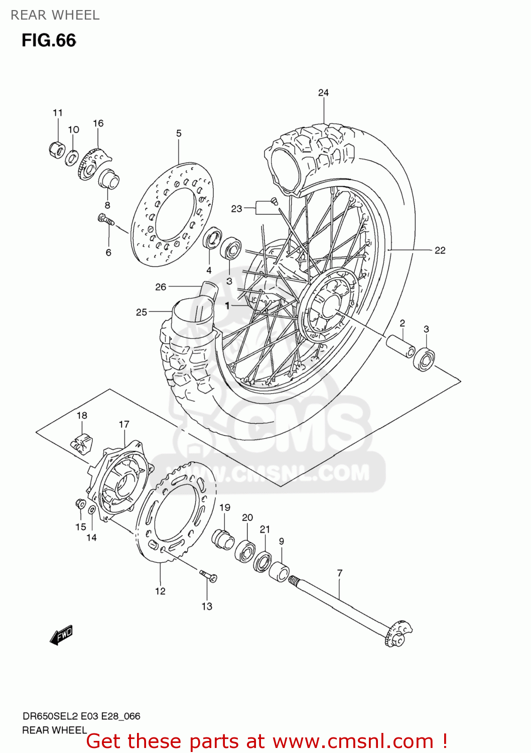 Suzuki DR650SE 2012 (L2) USA (E03) REAR WHEEL - buy original REAR WHEEL ...
