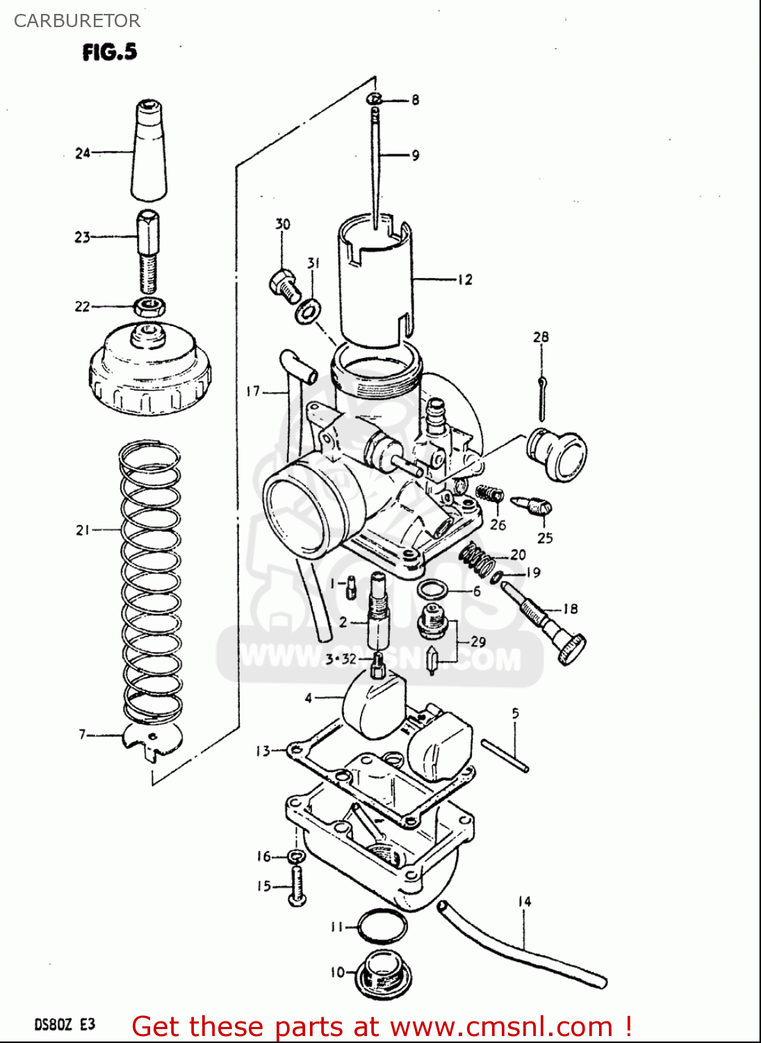 Suzuki Ds80 1980-1982 (usa) Carburetor - schematic partsfiche