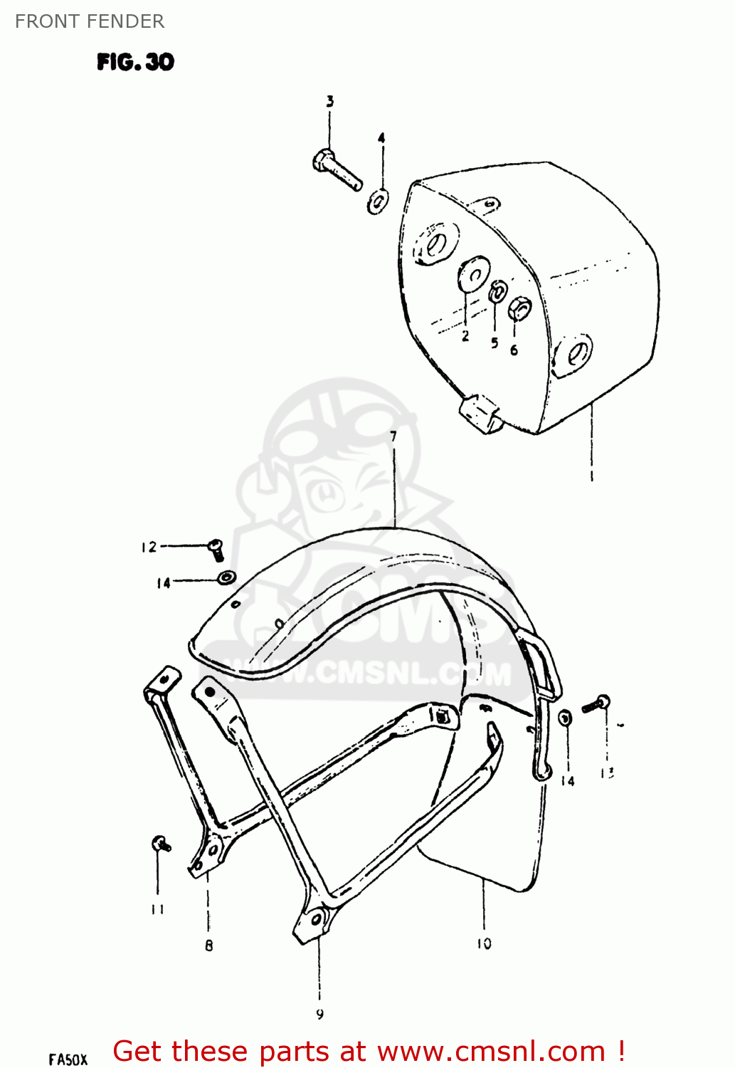 Suzuki FA50 1980 (T) USA (E03) FRONT FENDER - buy original FRONT FENDER ...