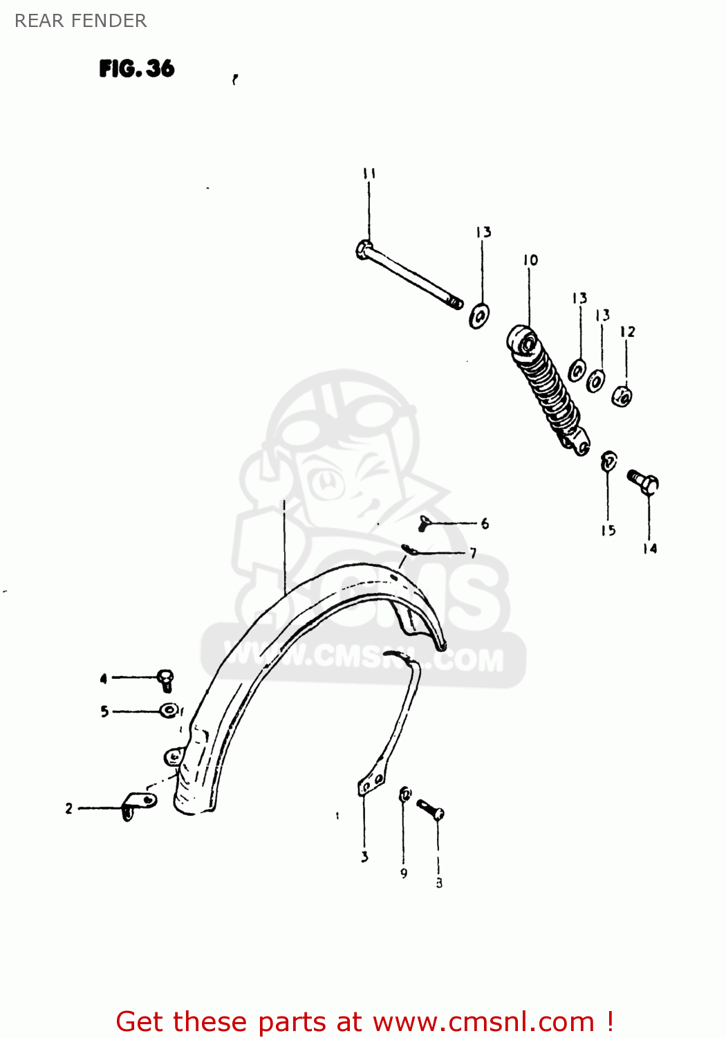 Suzuki FA50 1980 (T) USA (E03) REAR FENDER - buy original REAR FENDER ...