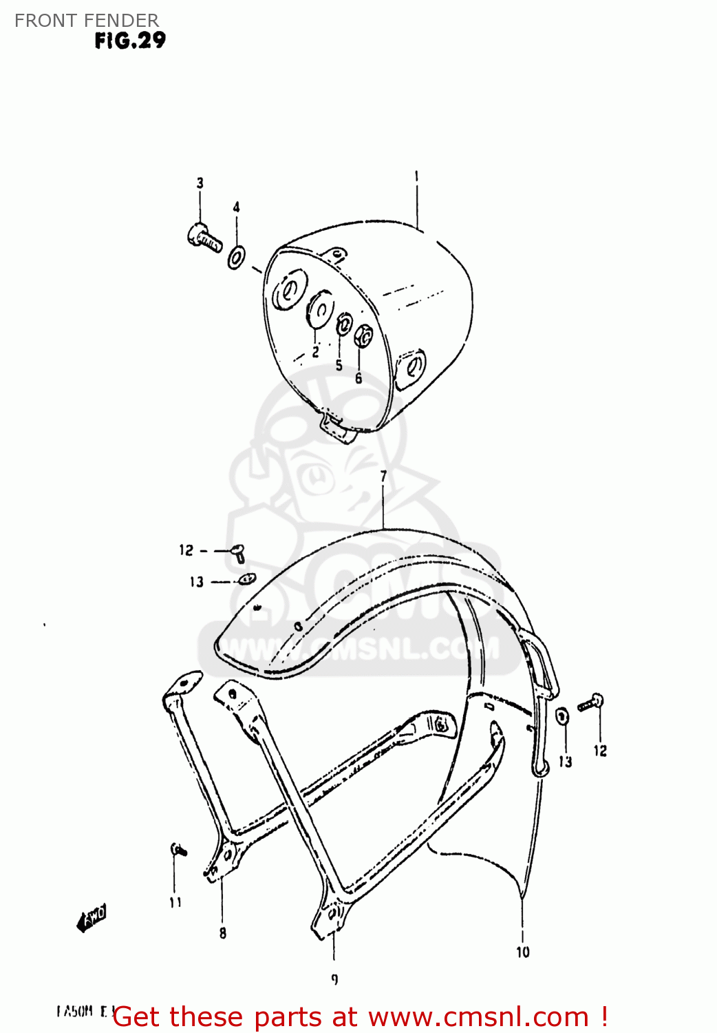 Suzuki FA50 1989 (K) USA (E03) FRONT FENDER - buy original FRONT FENDER ...